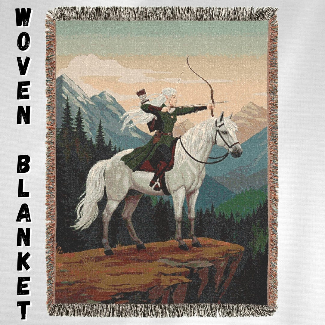 Elven Woman Woven Blanket, Fantasy Home Decor, Horse Lover Gifts ...