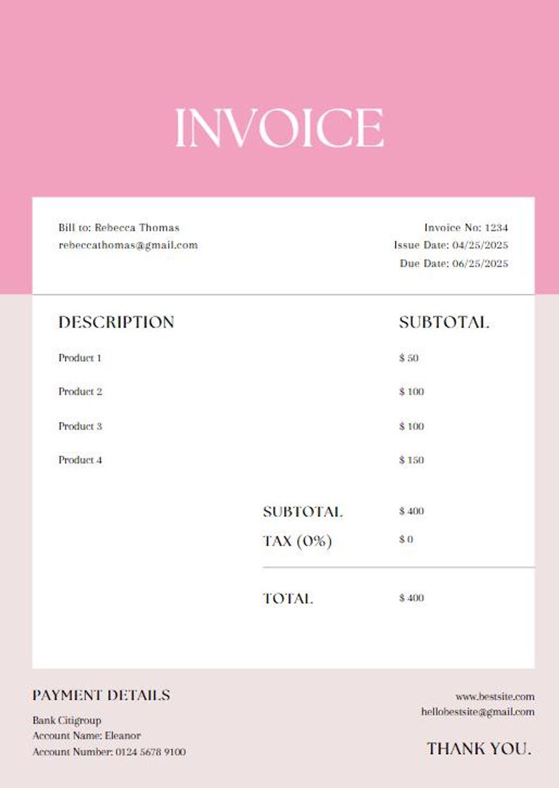Invoice - Etsy