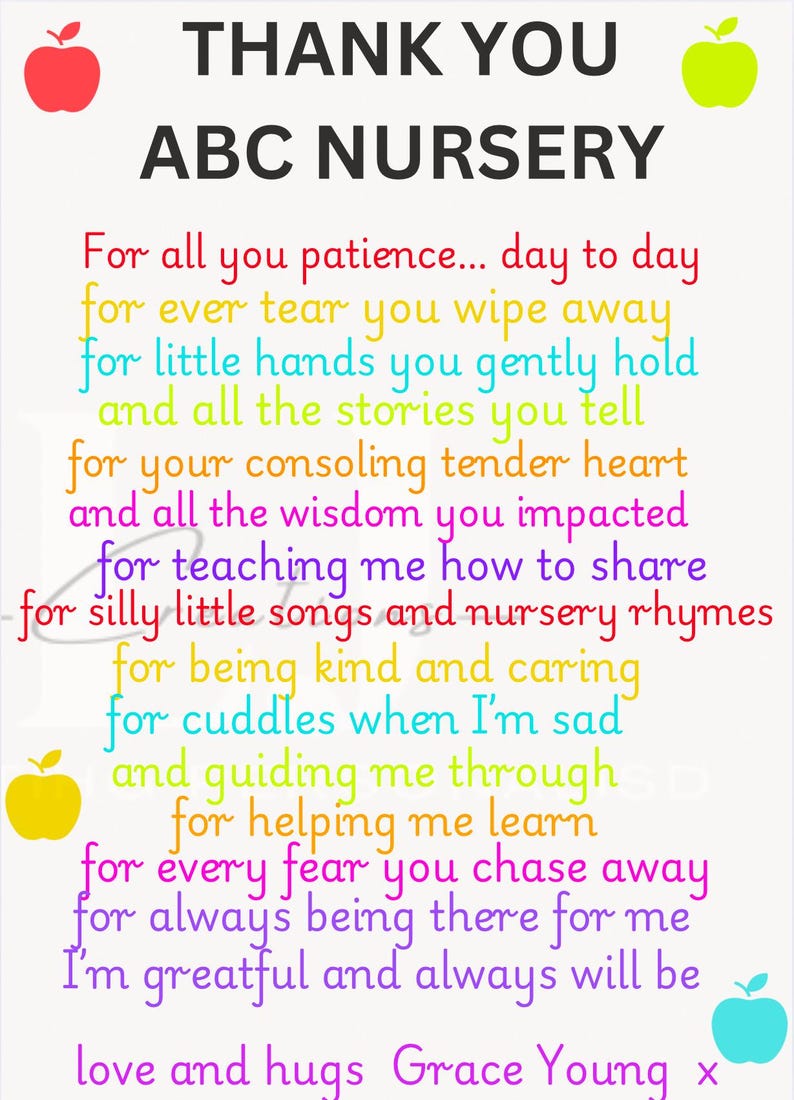 Nursery Thank You Poster - Etsy