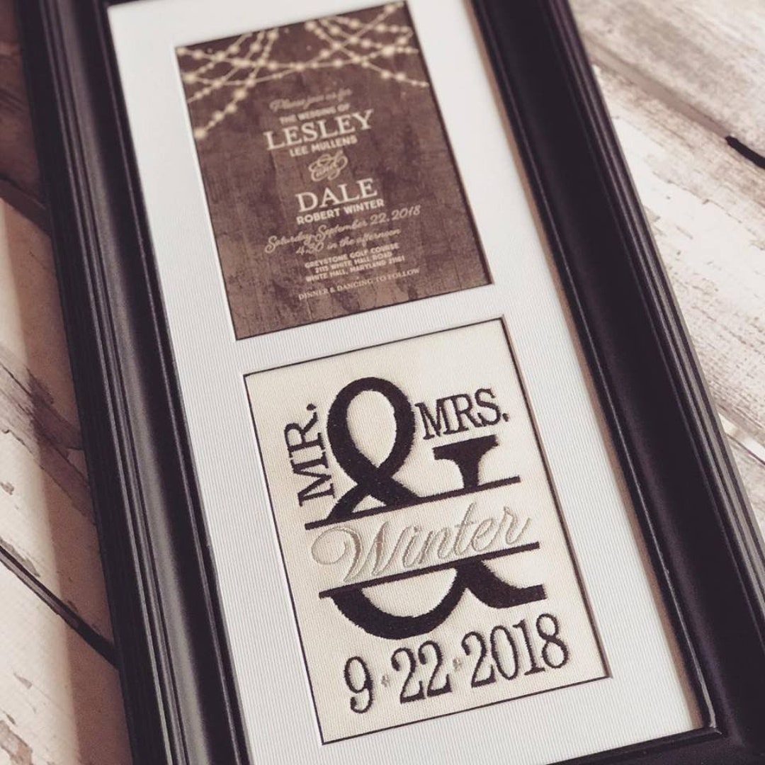 Custom Embroidered Framed Wedding Invitation Keepsake - Etsy