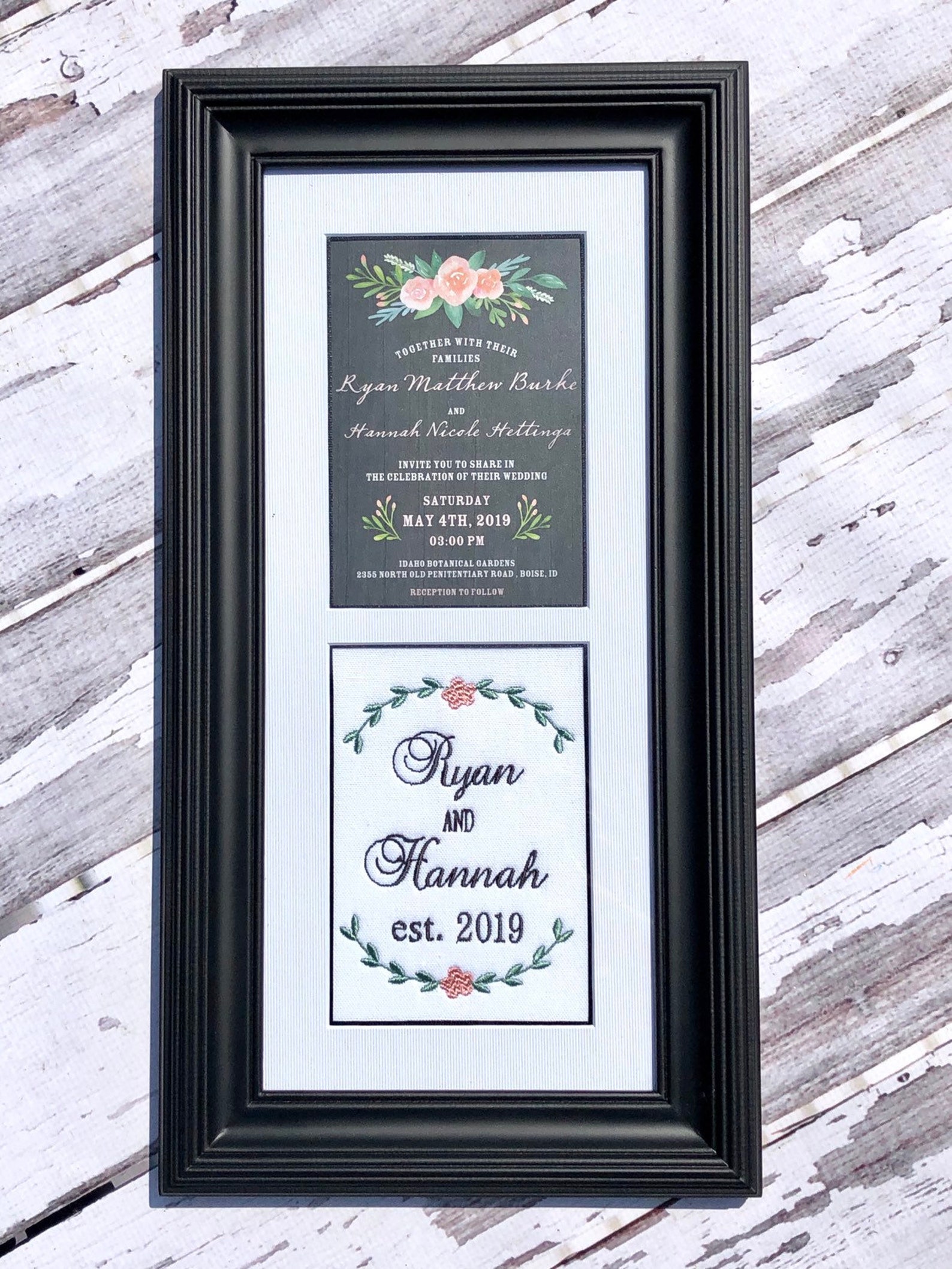 Custom Brodé Encadré Invitation de mariage Keepsake | Etsy