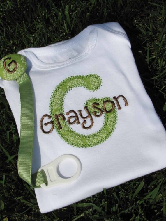Items similar to Personalized Applique Initial Onesie with Matching ...