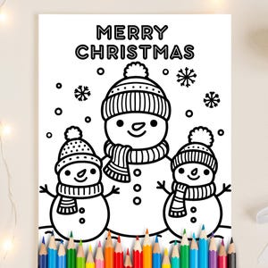 Christmas Coloring Page, Snowman, Kid's Coloring Page - Etsy