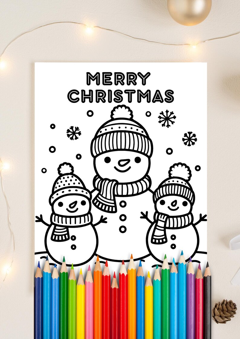 Christmas Coloring Page, Snowman, Kid's Coloring Page - Etsy