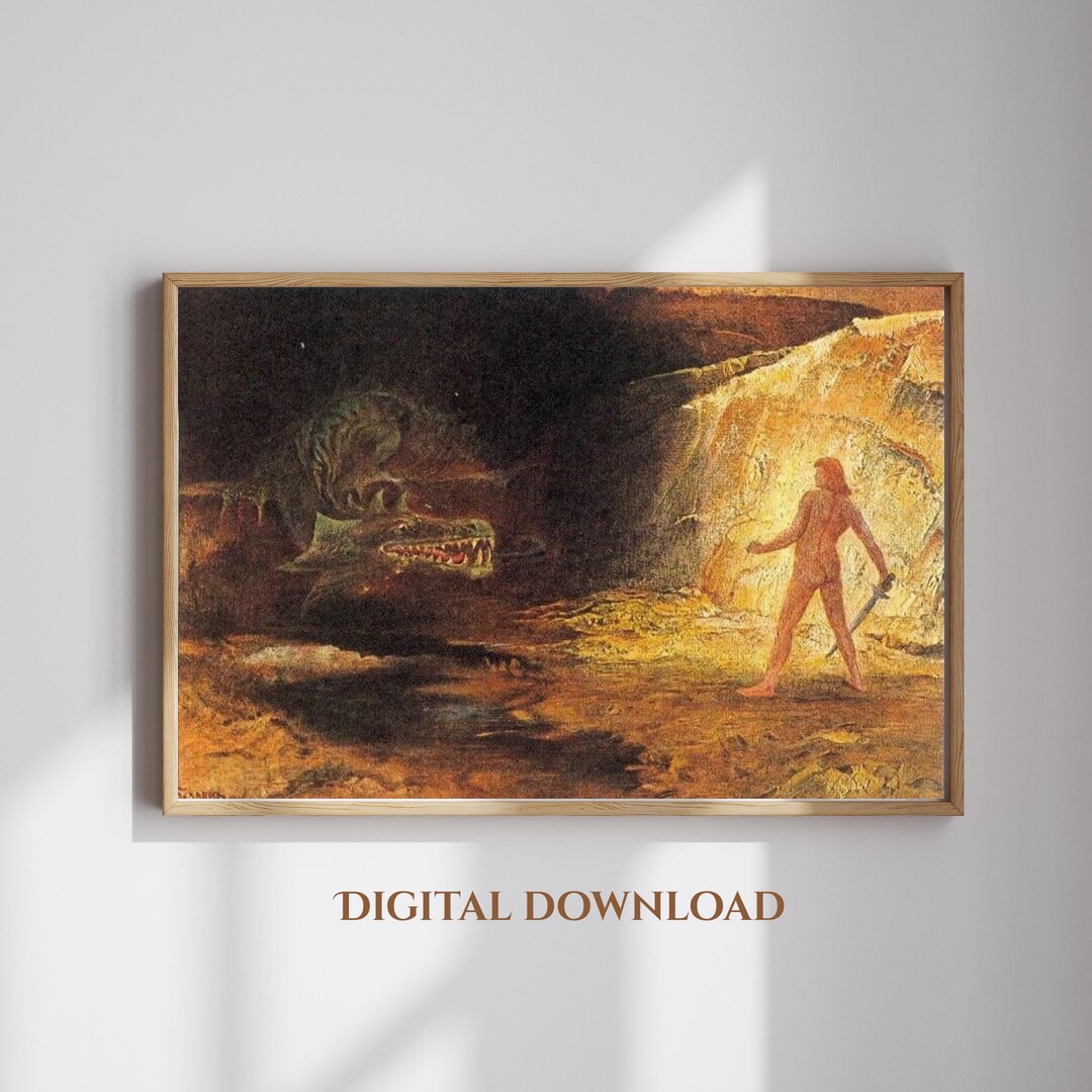 Sigurd and Fafnir – Vintage Norse Mythology Fine Art Print | Hermann ...