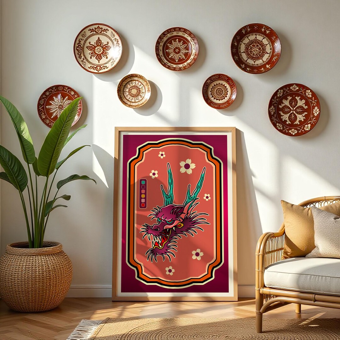 Japanese Dragon Head Wall Decor Print - Traditional Home Art - Tattoo ...