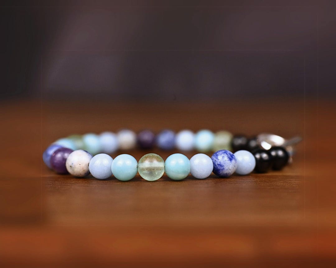 Autism Support Crystal Bracelet: Lepidolite, Amazonite, Tourmaline ...