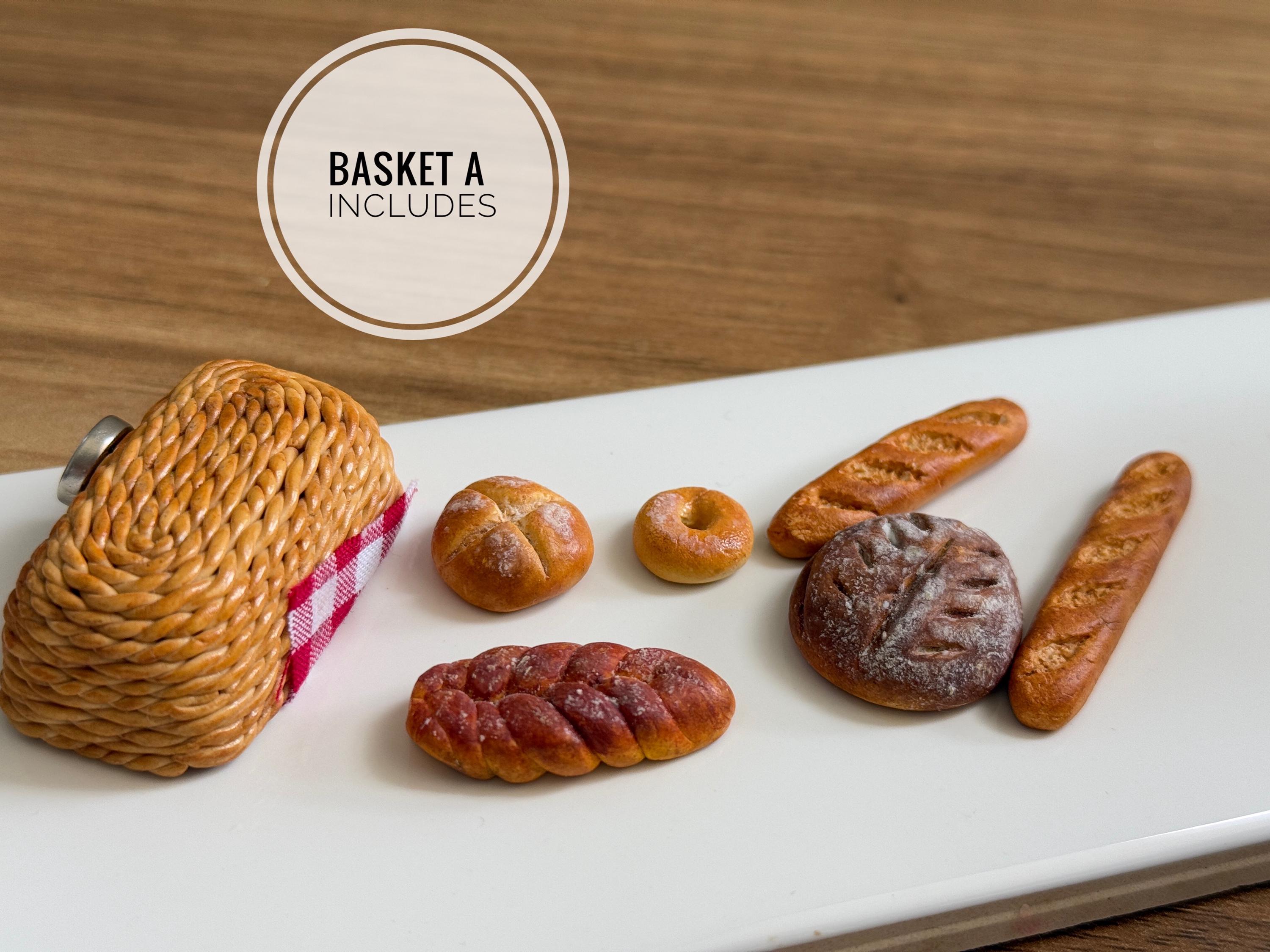 Handmade Miniature Breads With Basket Miniature Bread Basket Set for ...