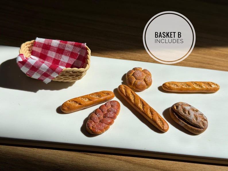 Handmade Miniature Breads With Basket Miniature Bread Basket Set for Collectors & Gifts Food ...