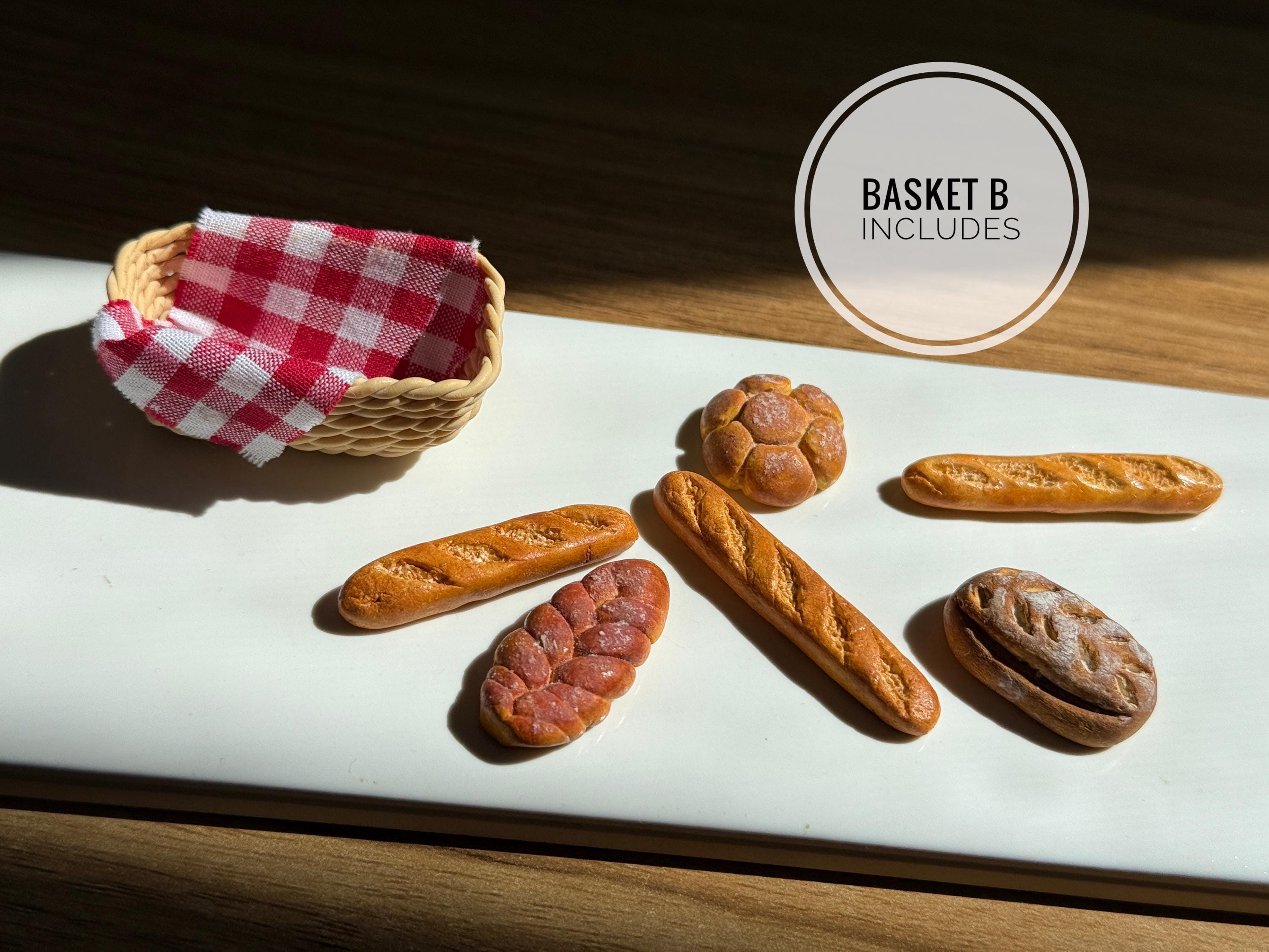 Handmade Miniature Breads With Basket Miniature Bread Basket Set for ...
