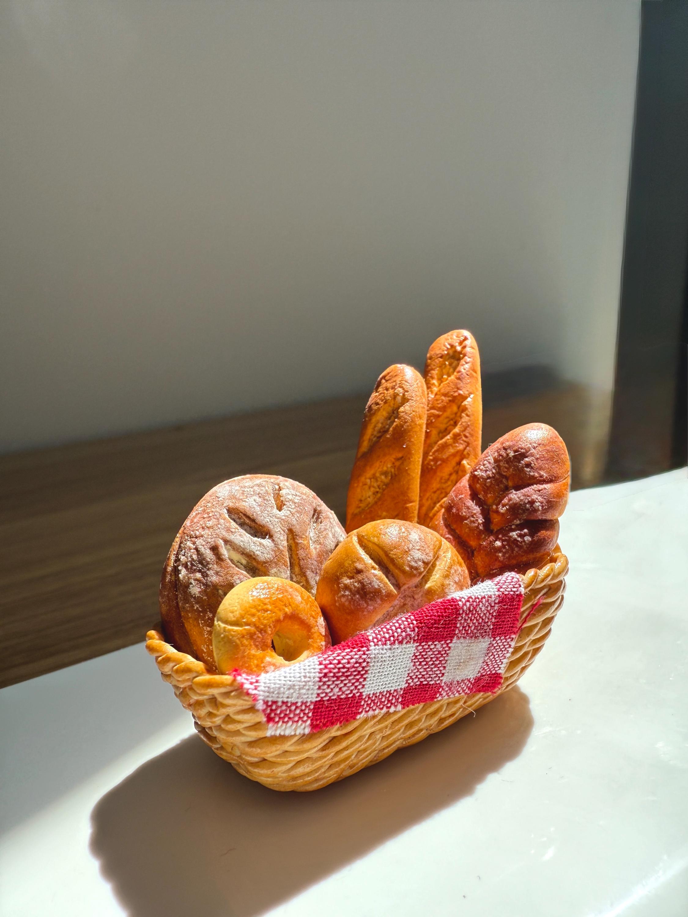 Handmade Miniature Breads With Basket Miniature Bread Basket Set for ...