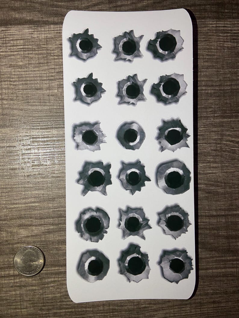 18x Bullet Hole Sticker Gun Shot Decal Realistic Car Truck Glass Window ...