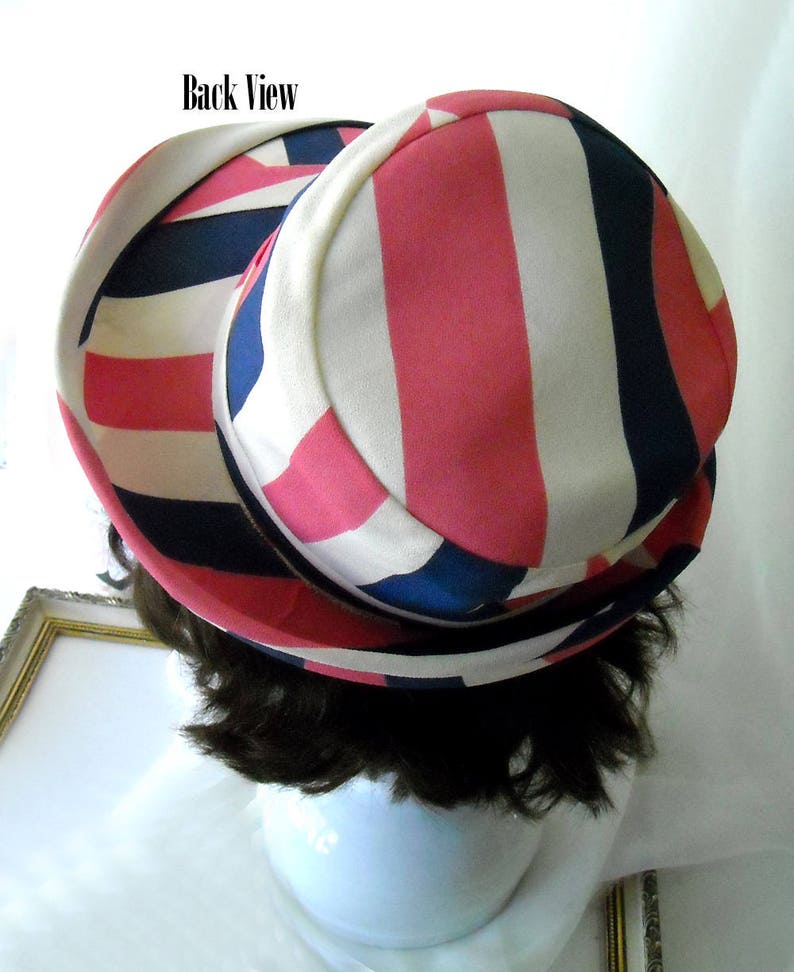 Vintage Go-go Circa. 1963 Creamy White, Navy Blue, and Pink Top Hat ...