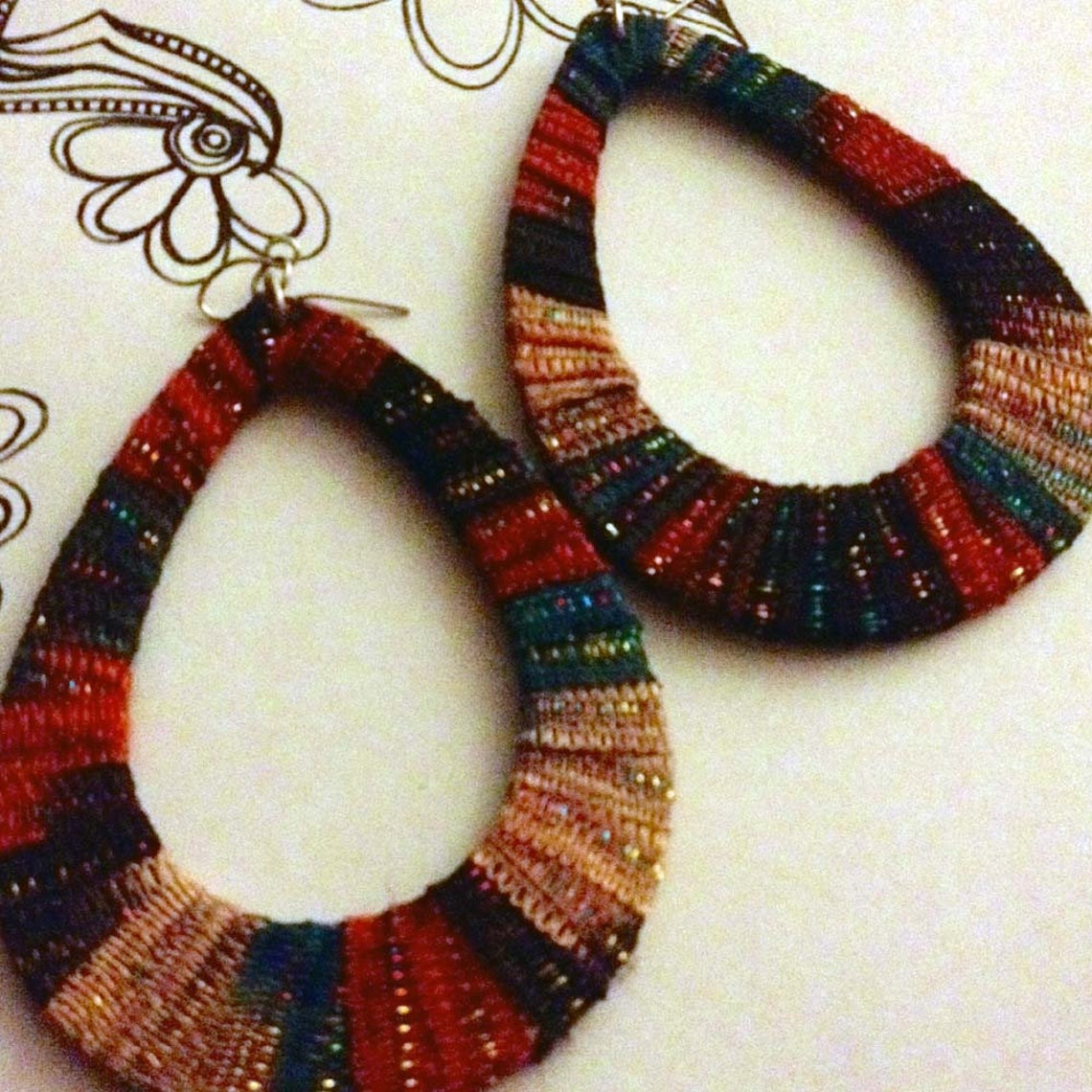Vintage 1970's Large Oval Hoop Metallic Thread Wrapped Earrings Free ...