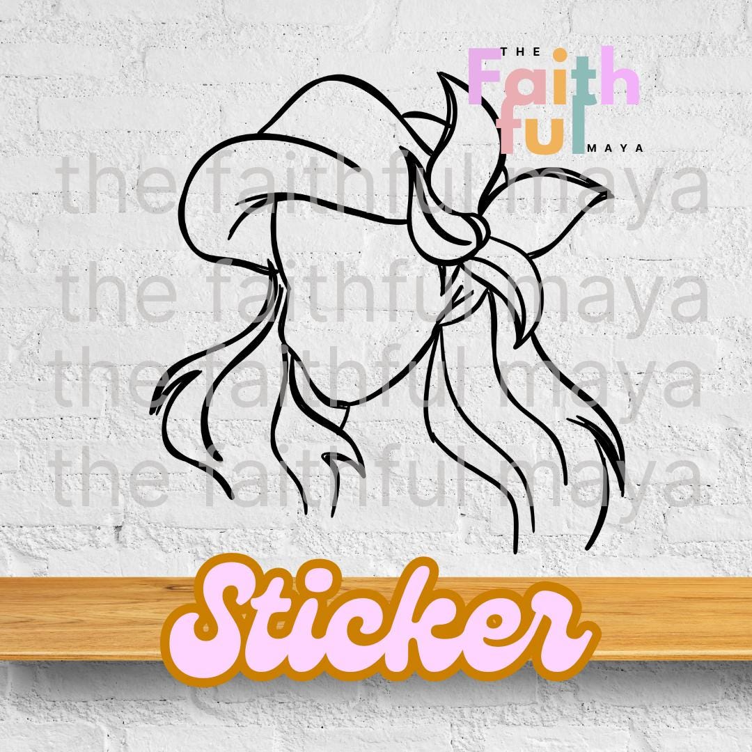 Ariel, the Little Mermaid Line Art Sticker, Decal, UV DTF, Vinyl ...