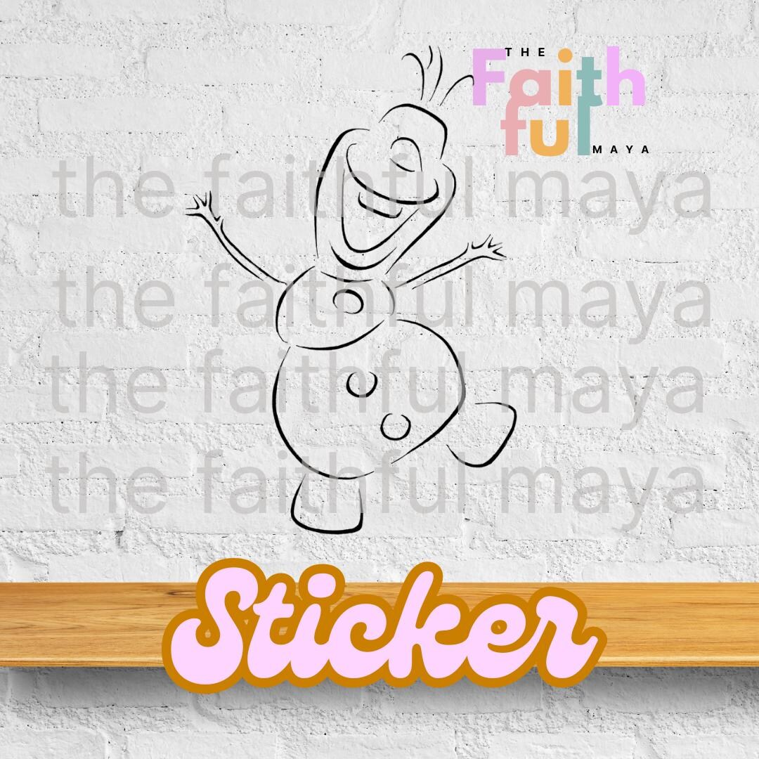 Olaf Line Art Sticker, Decal, UV DTF, Vinyl, Disney, Laptop, Drink ...