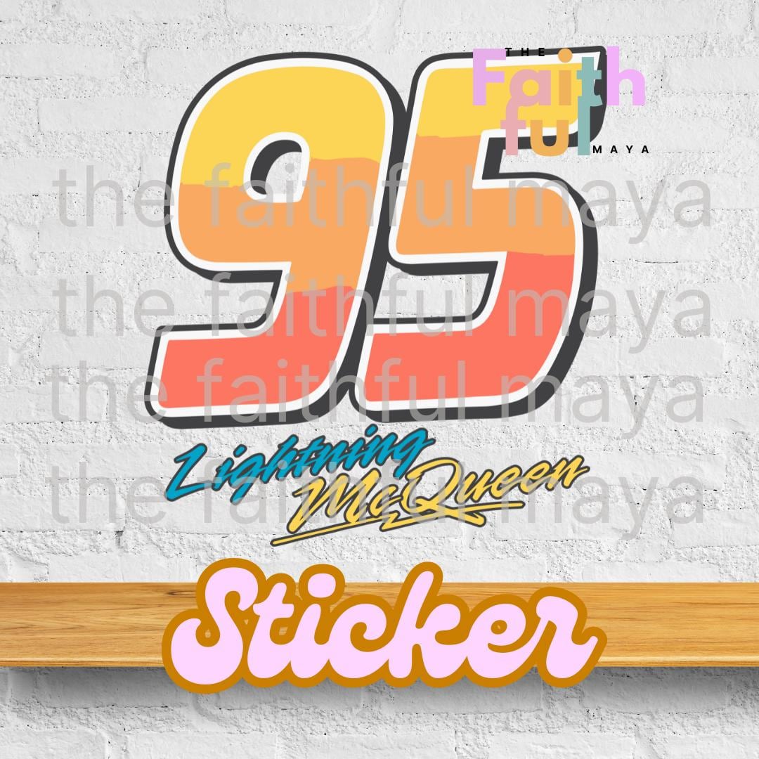 95 Lightning Mcqueen Sticker, Decal, Vinyl, UV DTF, Drink Bottle ...