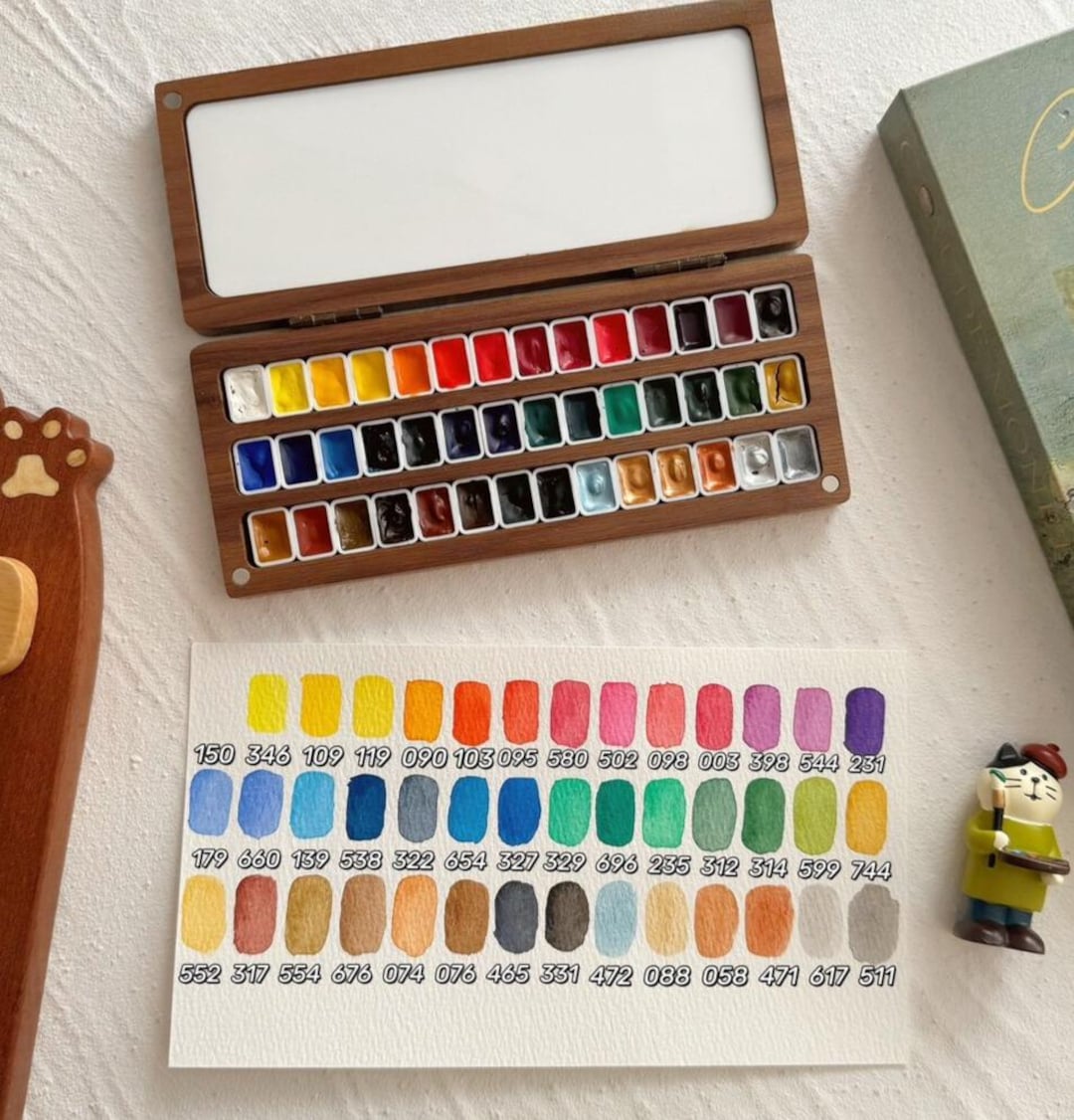 Winsor & Newton 24-color Metal Box + Wooden Palette Set, Professional ...