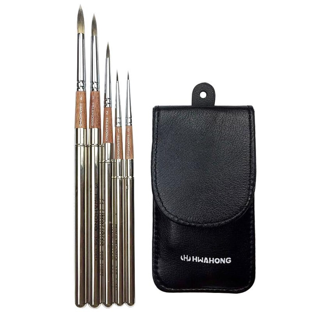 Foldable Round Tip Watercolor Brush Set, Portable Travel Fiber Hair ...