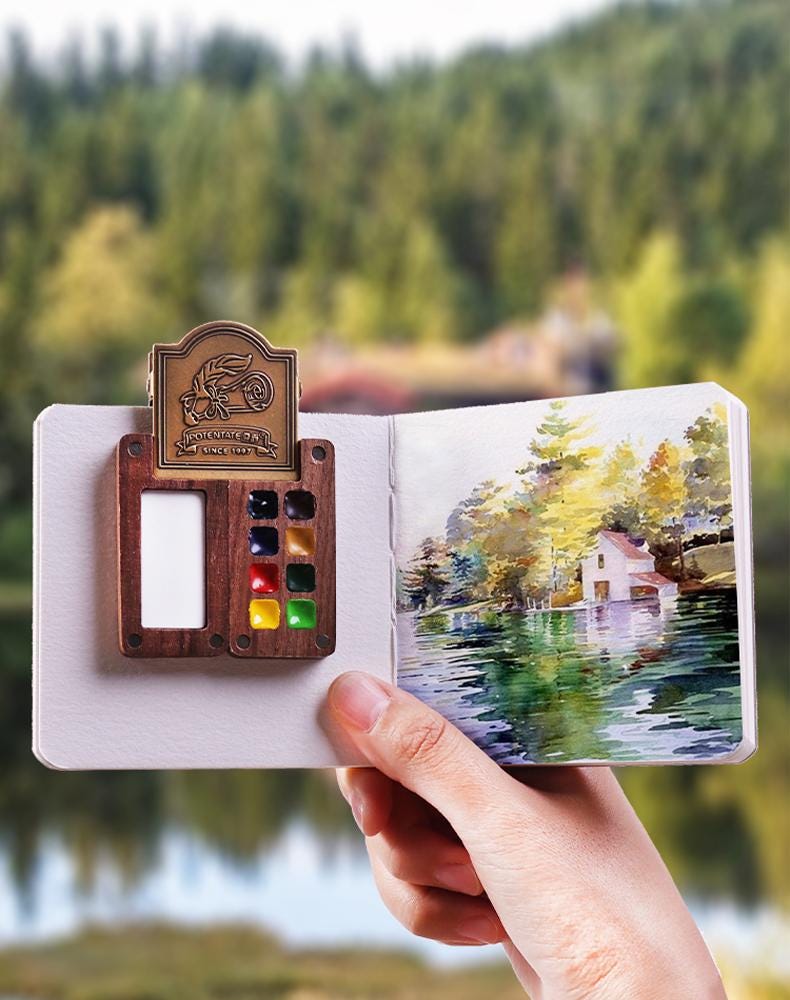 Mini Portable 8-color Solid Watercolor Set,travel Kit With Metal ...