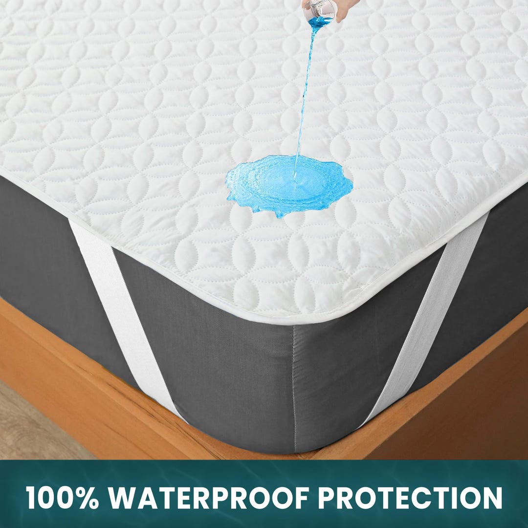 Mattress Protector Waterproof Mattress Cover Corner Elastic Straps ...