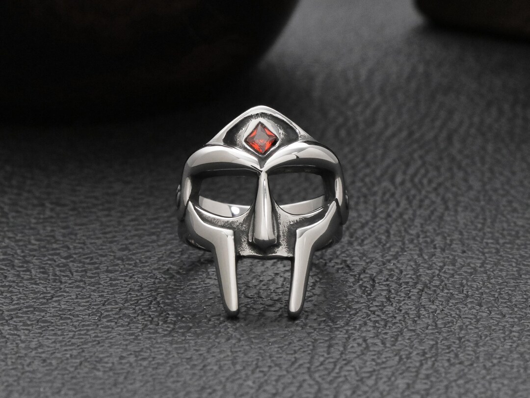 Ruby MF DOOM Ring - Steel DR Doom Ring - Men's Villain Mask Ring - Men ...