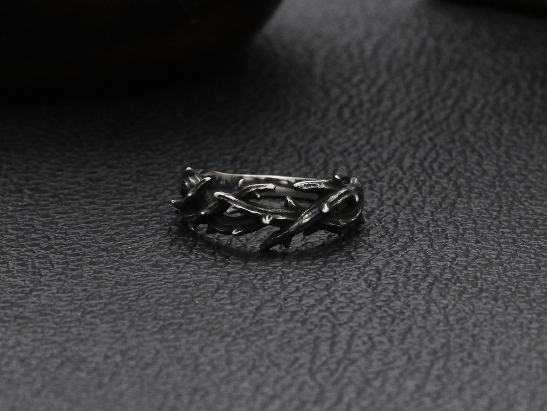 Men's Blackened Thorn Rings, Cool Twisted Thorn Branch Jewelry, Art Deco Rings, His Unique ...