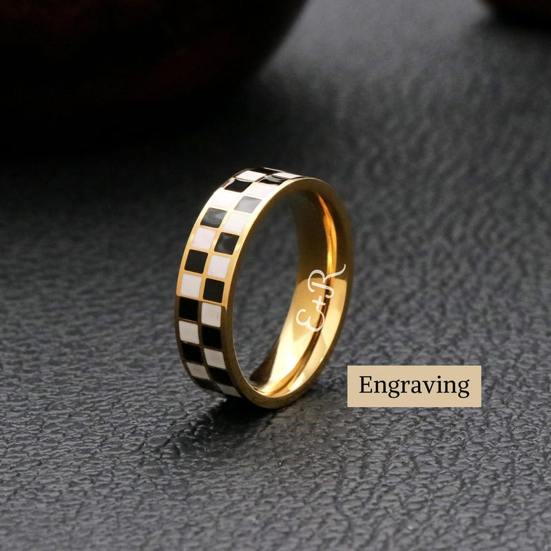 Checkered Ring Jewelry - Etsy UK