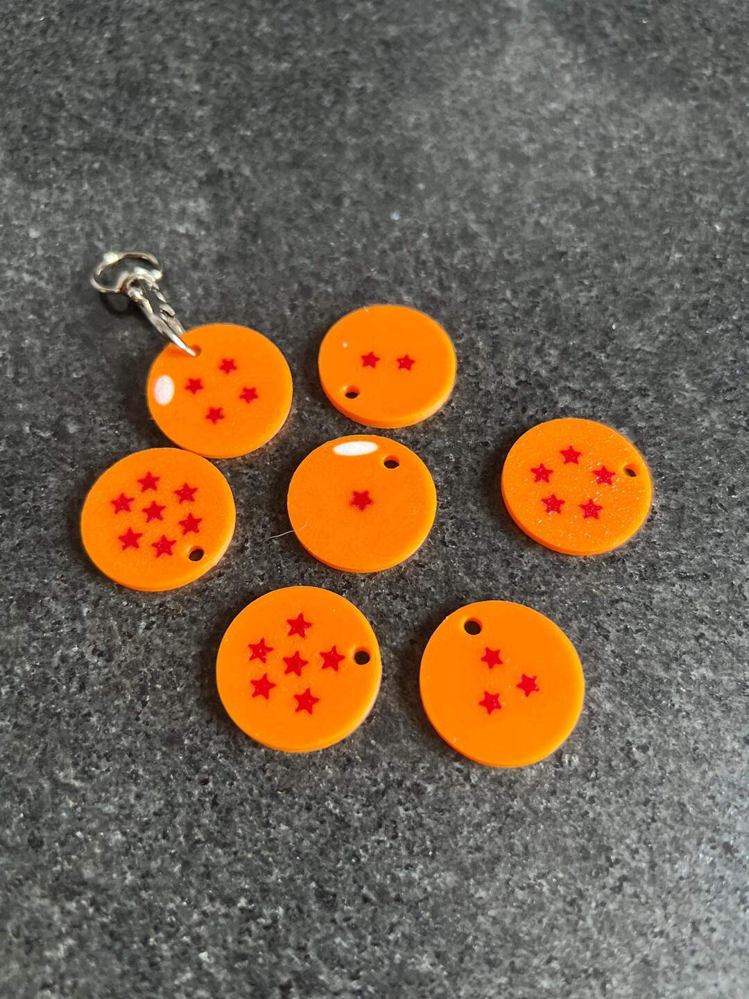 Dragon Ball Keychain Set With 7 Star Trolley Token Charms, Anime ...