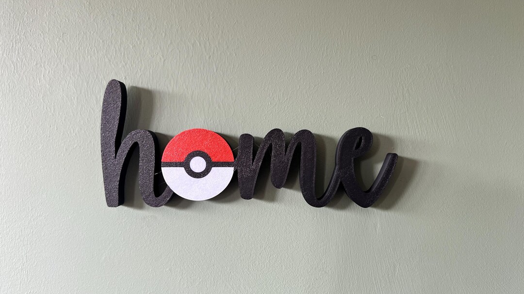 Pokemon Home Wall Sign 3D Printed Decor, Pokeball Themed Geeky Home ...