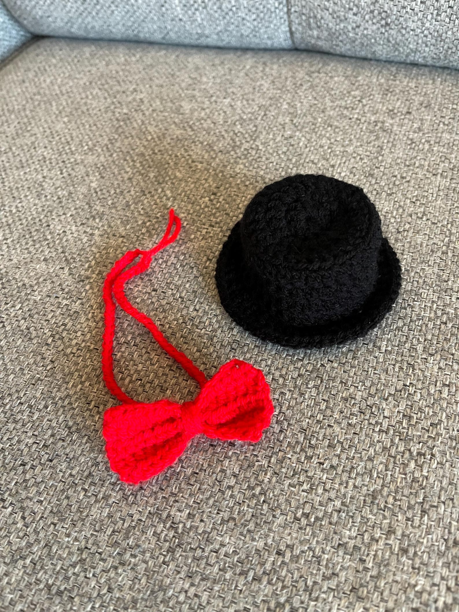 Crocheted Black Top Hat & Bow Tie -handmade Costume for Jellycat ...