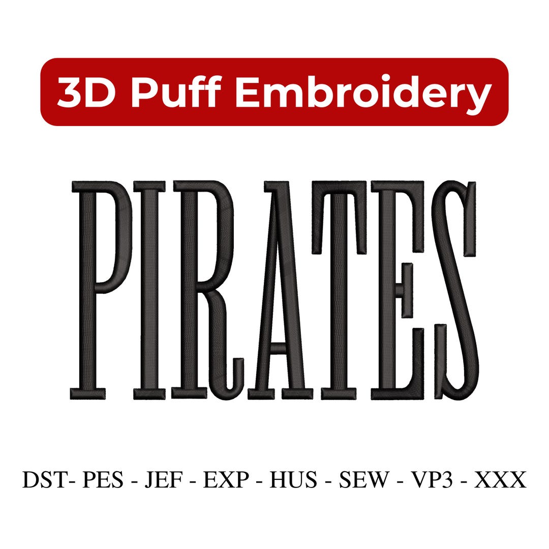 Pirates Puff Embroidery Design: Football Puff Hat Embroidery ...