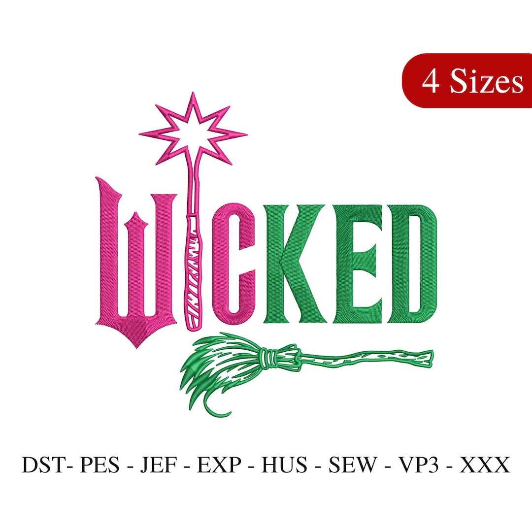 Wicked Wand and Broom Embroidery, Wicked Elements Embroidery, Wicked ...