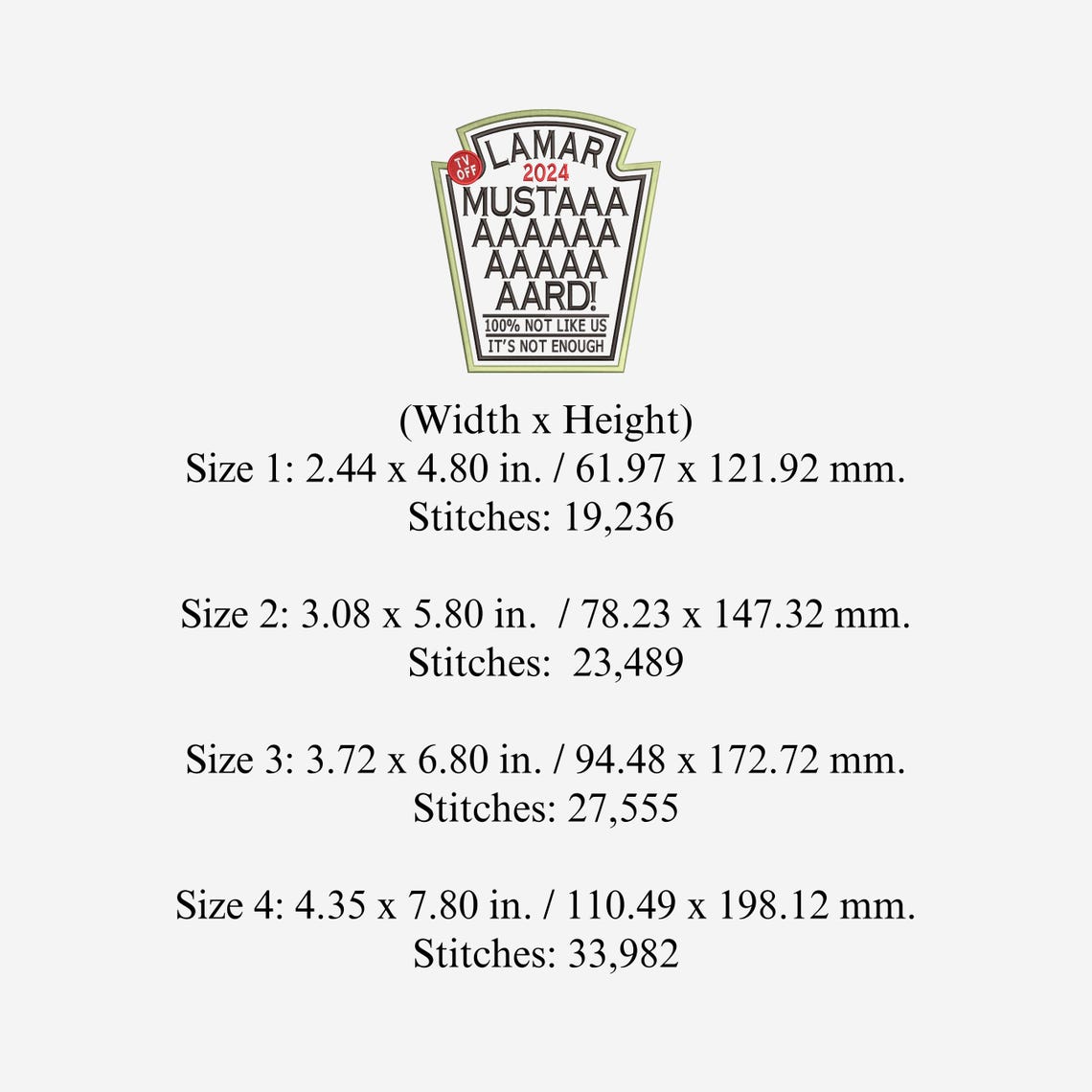 Mustard Embroidery Design, Lamar Embroidery, Tv off Embroidery Design ...