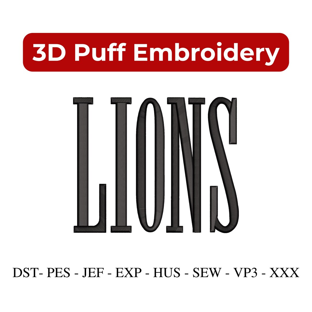 Lions Puff Embroidery Design: Football Puff Hat Embroidery, Highschool ...