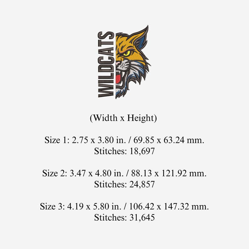 Wildcats Mascot Embroidery Design: School Football Team Embroidery (3 ...