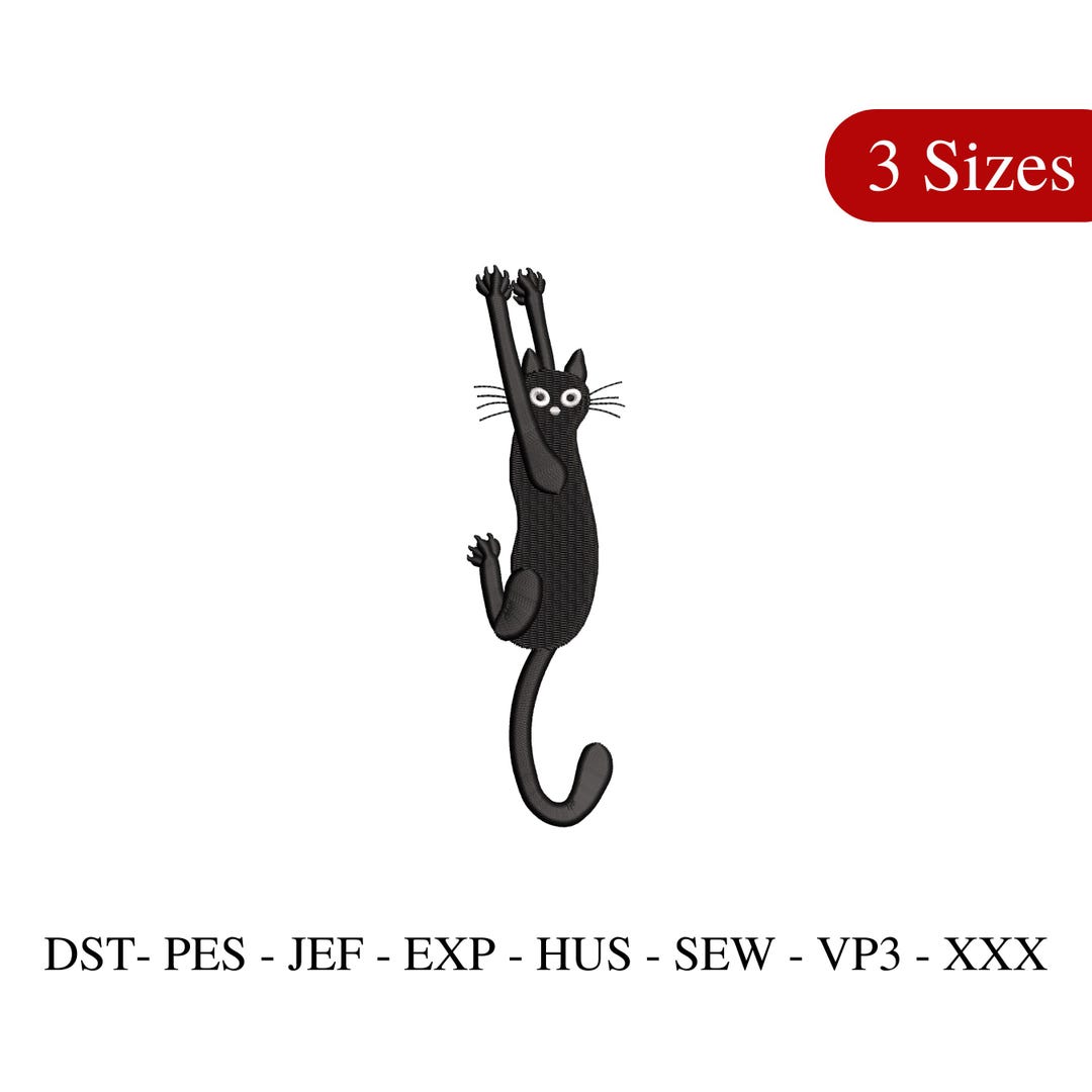 Black Cat Embroidery Design, Grumpy Cat Embroidery, Kitten Embroidery ...
