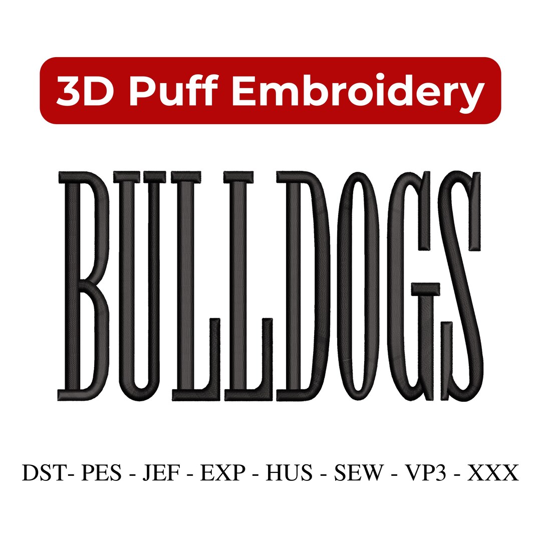 Bulldogs Puff Embroidery Design: Football Puff Hat Embroidery ...