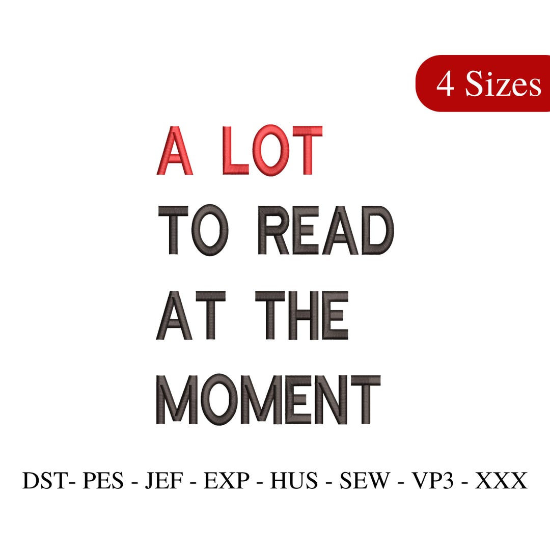Bookworm Embroidery Design: "a Lot to Read" - 4 Sizes (instant Download ...