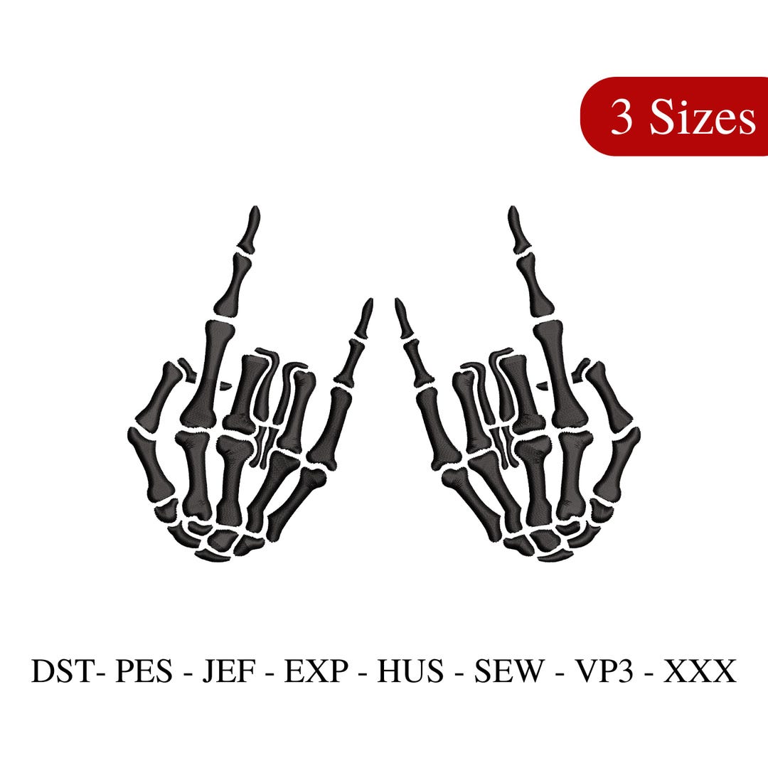 Skeleton Rock Hand Embroidery Design - 3 Sizes (instant Download) - Etsy