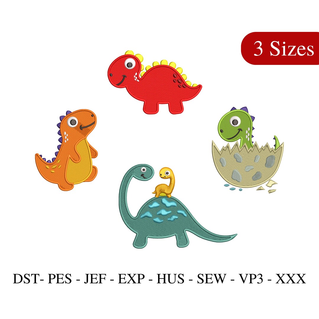 Cute Baby Dinosaurs Embroidery Design, Toy Dino Embroidery Bundle, Kids ...