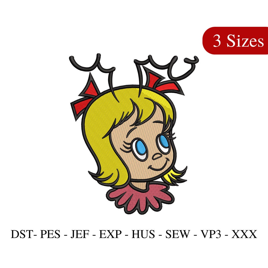 Cindy Lou Who Embroidery Design: Christmas Ornament File (3 Sizes ...