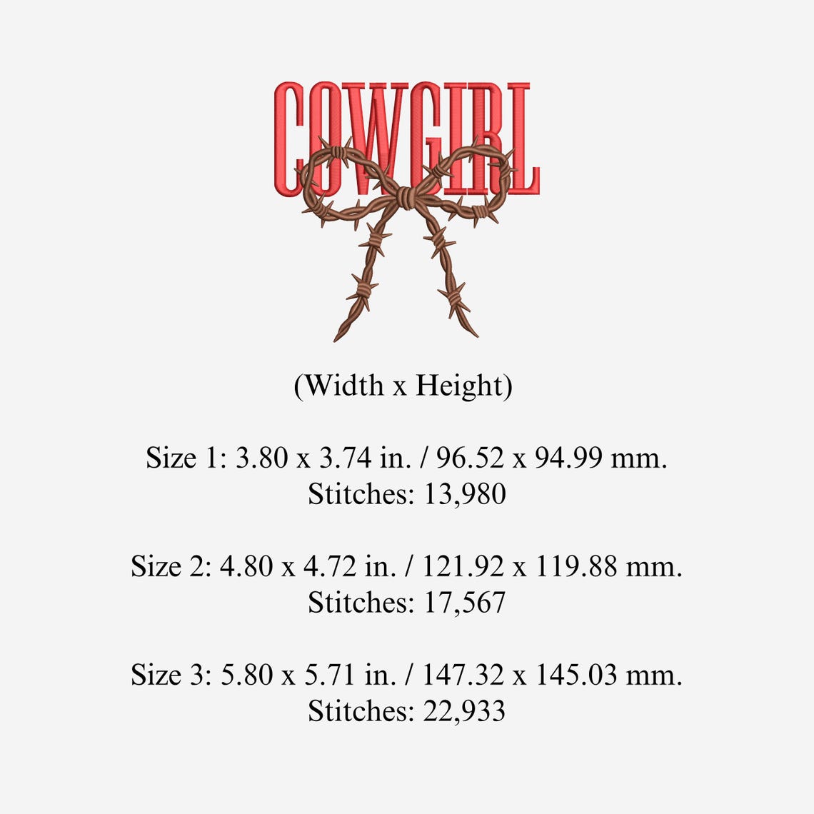 Cowgirl Embroidery Design: Barbed Wire Bow, 3 Sizes (instant Download ...