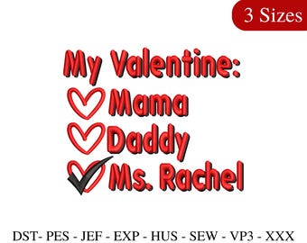 Ms Rachel Valentine Embroidery Design: Kids Valentine (3 Sizes ...
