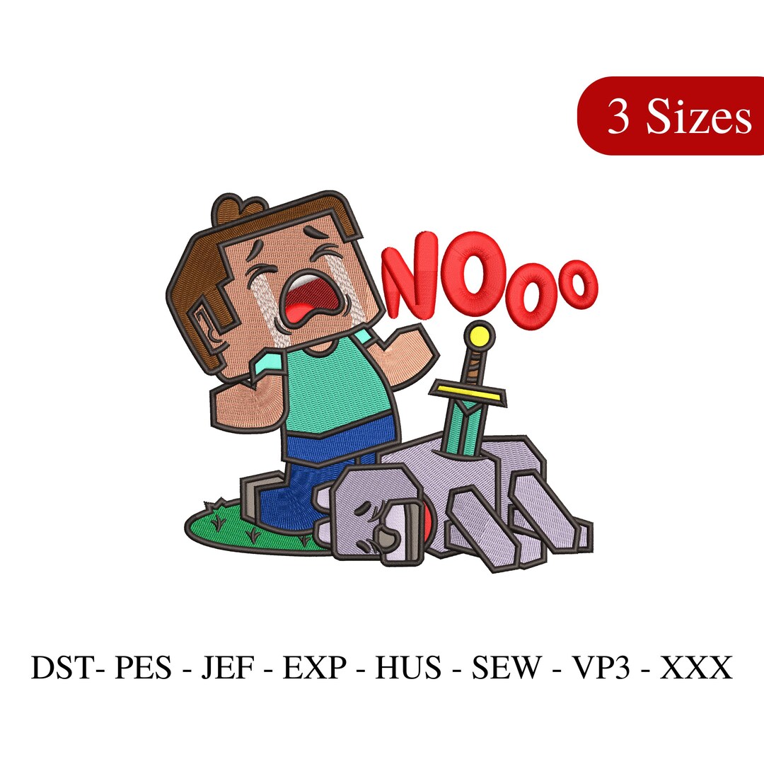Minecraft Embroidery Design, Steve Dog Embroidery, Gaming Embroidery ...