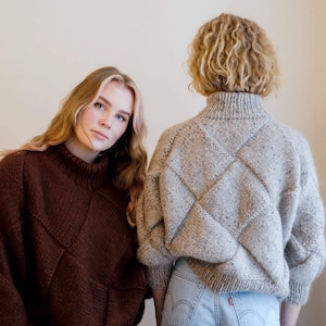 Knitting Pattern PDF | English | Entrelac Basketweave Sweater - Etsy
