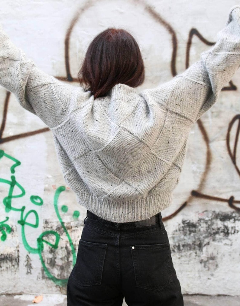 Knitting Pattern PDF | English | Entrelac Basketweave Sweater - Etsy