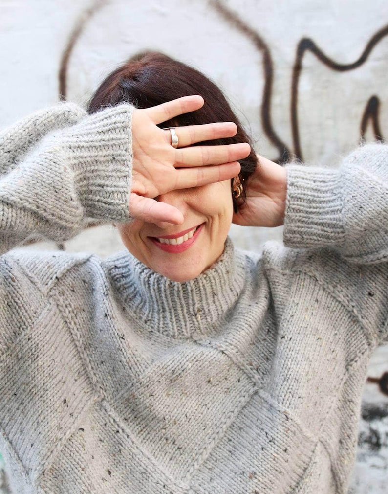 Knitting Pattern PDF | English | Entrelac Basketweave Sweater - Etsy