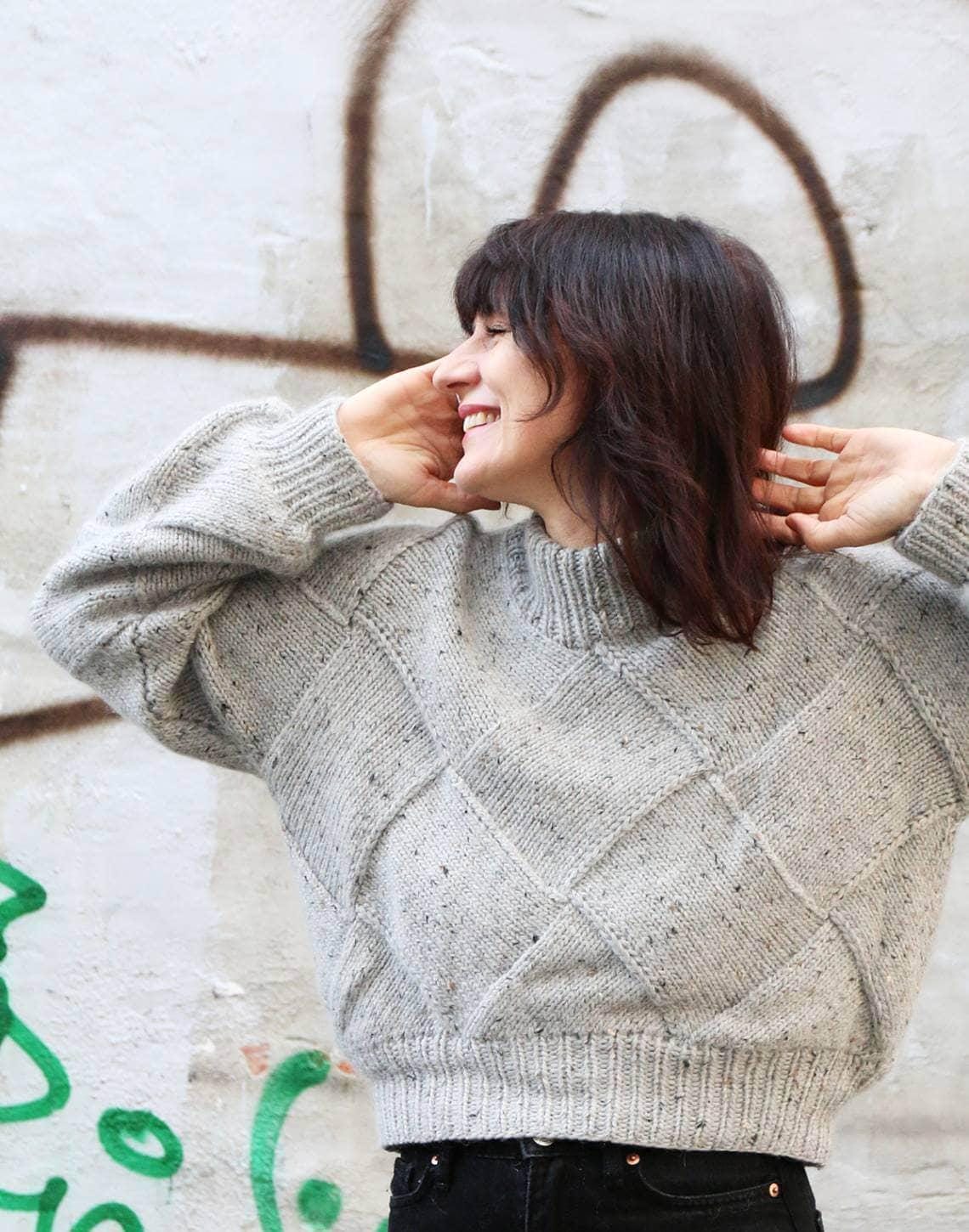 Knitting Pattern PDF | English | Entrelac Basketweave Sweater - Etsy