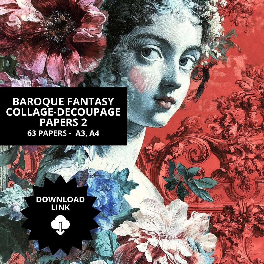 Baroque Fantasy Collage-decoupage Papers 2 - Etsy